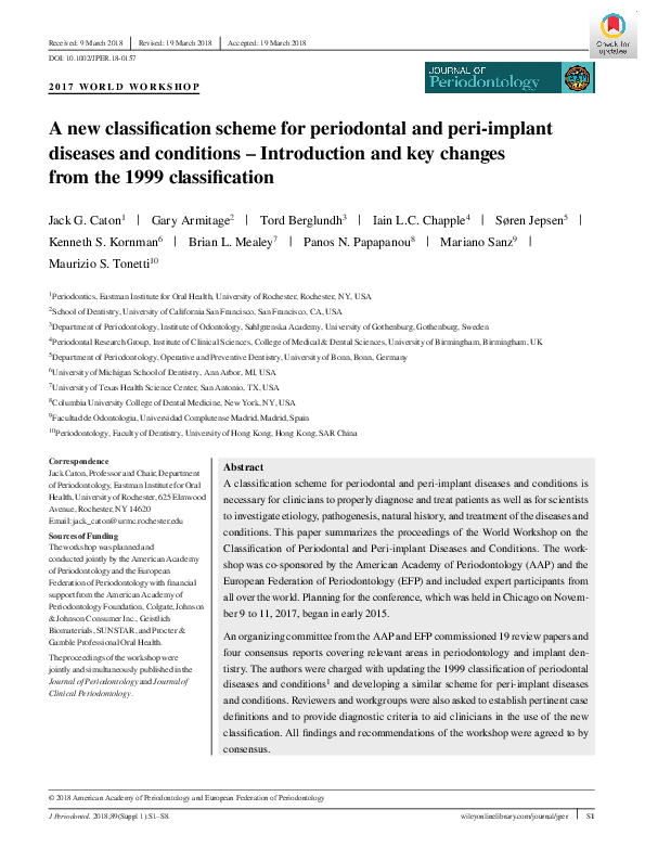 (PDF) A new classification scheme for periodontal and peri-implant ...