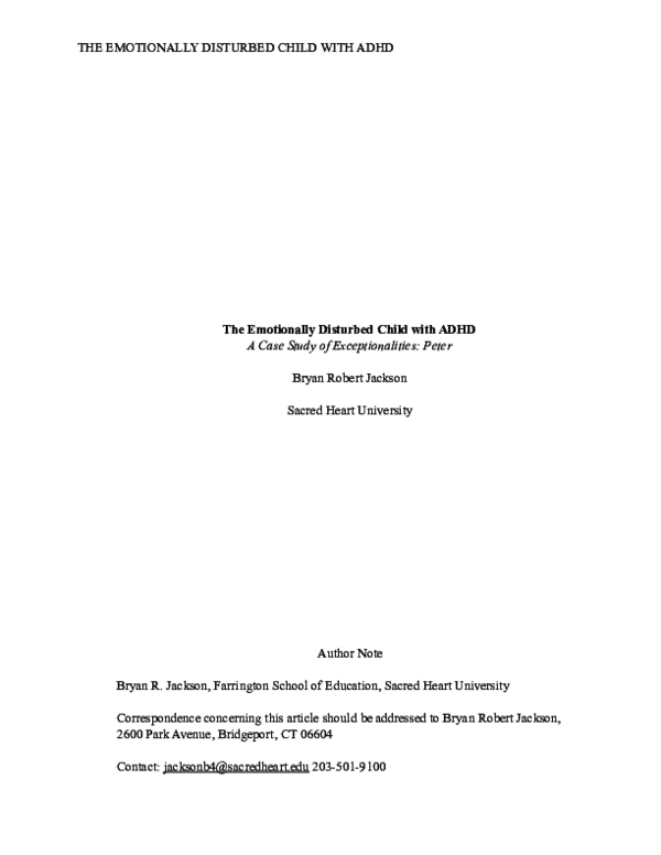 (PDF) The Emotionally-Disturbed Child with ADHD