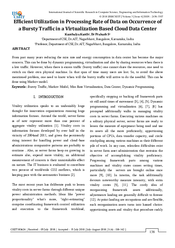 Pdf Efficient Utilization In Processing Rate Of Data On Occurrence Of A Bursty Traffic In A