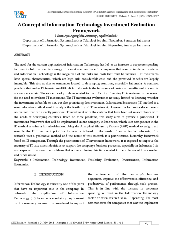 (PDF) A Concept of Information Technology Investment Evaluation Framework