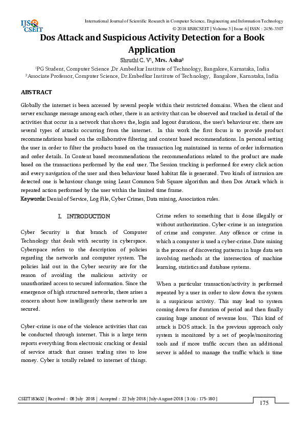 (PDF) Dos Attack and Suspicious Activity Detection for a Book Application