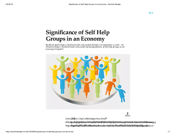 (PDF) Significance of Self Help Groups in an Economy