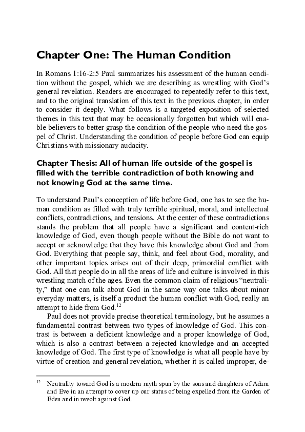 (PDF) The Human Condition: Knowing God and not knowing God at the same time