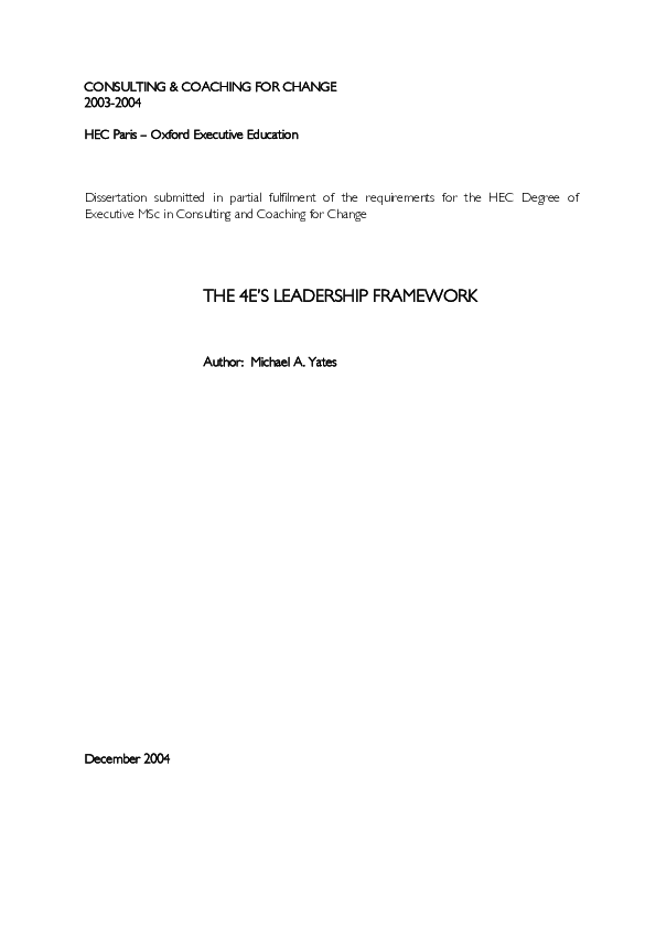 (PDF) The 4E's Leadership Framework