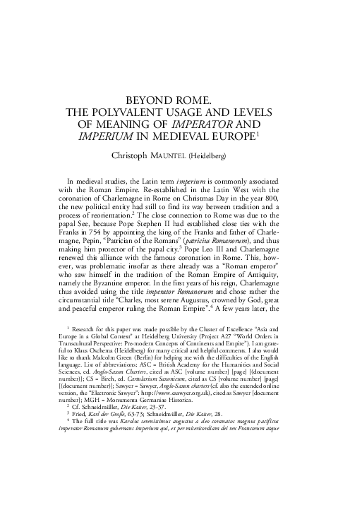 (PDF) Beyond Rome. The Polyvalent Usage and Levels of Meaning of ...