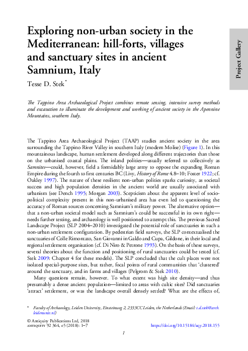 (PDF) Exploring non-urban society in the Mediterranean: hill-forts ...