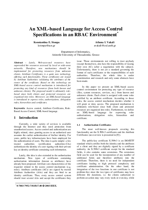 Pdf An Xml Based Language For Access Control Specifications In An