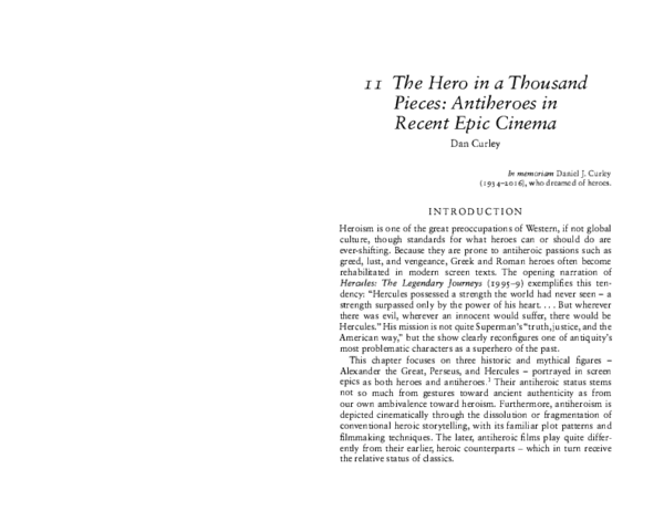 (PDF) The Hero in a Thousand Pieces: Antiheroes in Recent Epic Cinema