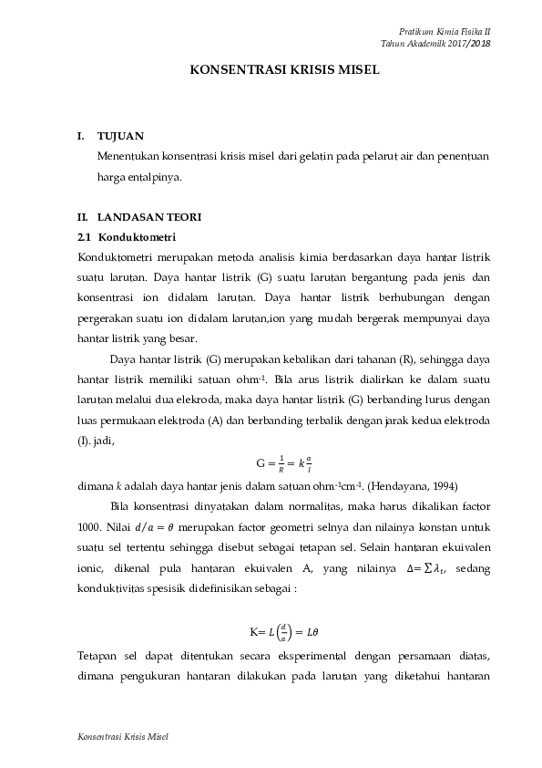 (PDF) Pratikum Kimia Fisika II KONSENTRASI KRISIS MISEL