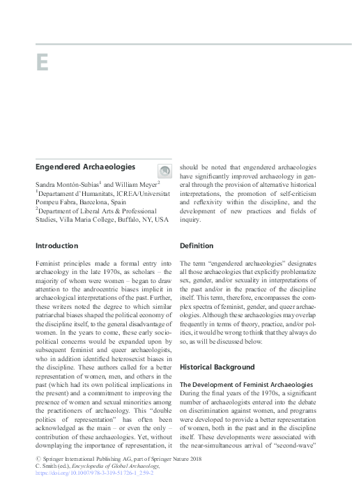 (PDF) Engendered Archaeologies