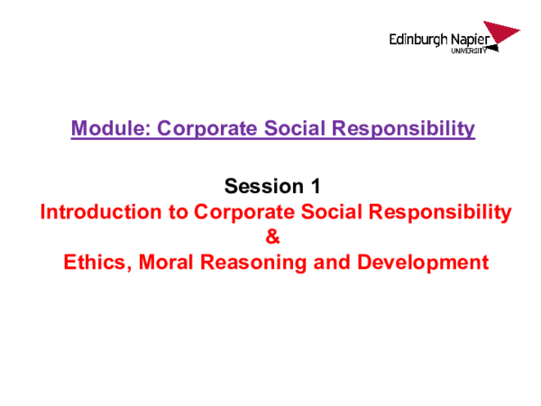 (PDF) Module: Corporate Social Responsibility Session 1 Introduction to Corporate Social ...