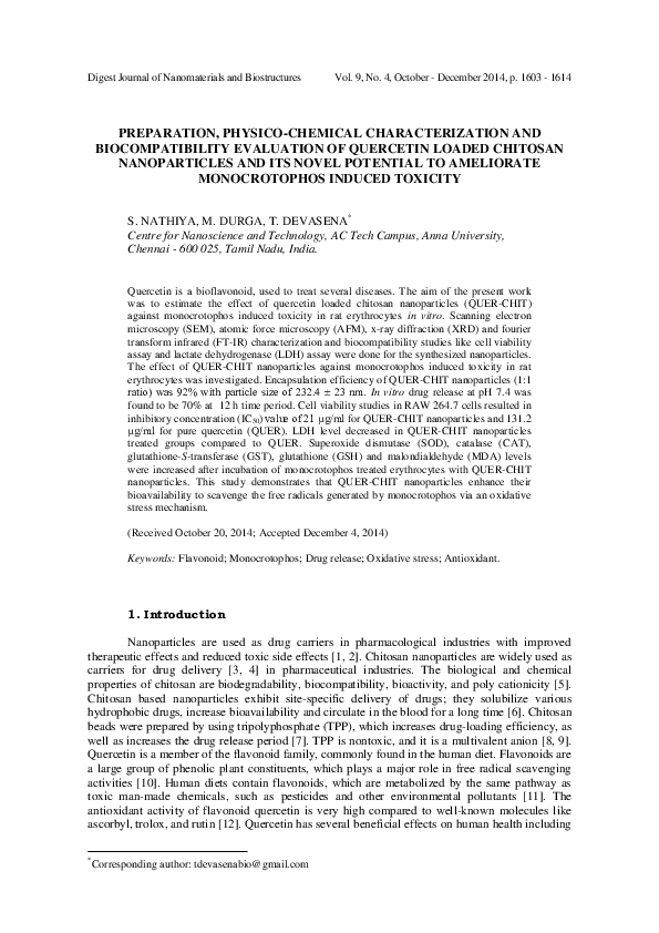 (PDF) PREPARATION, PHYSICO-CHEMICAL CHARACTERIZATION AND BIOCOMPATIBILITY EVALUATION OF ...