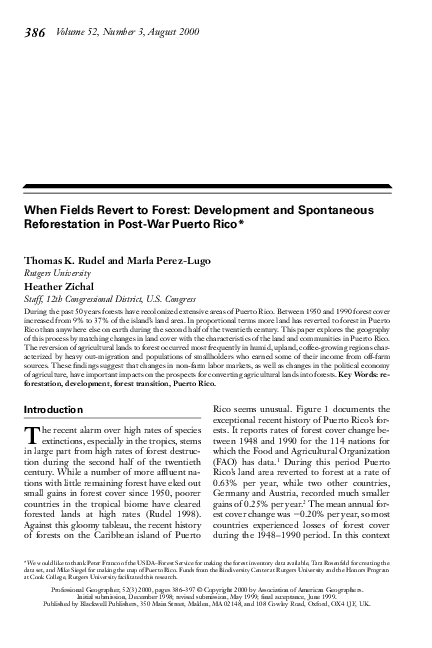 (PDF) When Fields Revert to Forest: Development and Spontaneous ...