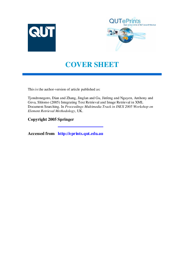 Pdf Integrating Text Retrieval And Image Retrieval In Xml Document Searching