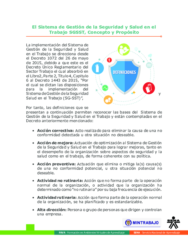 (PDF) El Sistema de Gestión de la Seguridad y Salud en el Trabajo SGSST, Concepto y Propósito