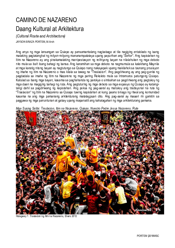 (PDF) PORTEM |2018MSC CAMINO DE NAZARENO Daang Kultural at Arkitektura ...