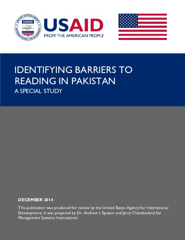 (PDF) IDENTIFYING BARRIERS TO reading usaid study.pdf