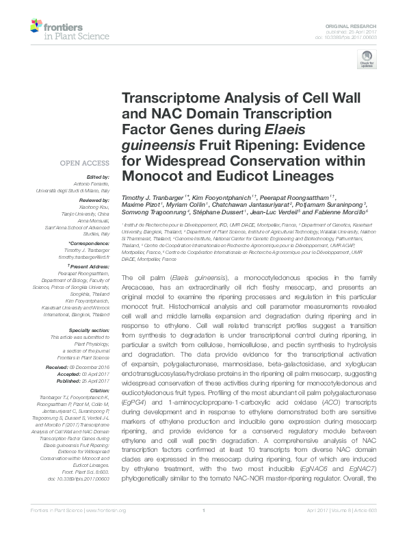 (PDF) Transcriptome Analysis of Cell Wall and NAC Domain Transcription ...