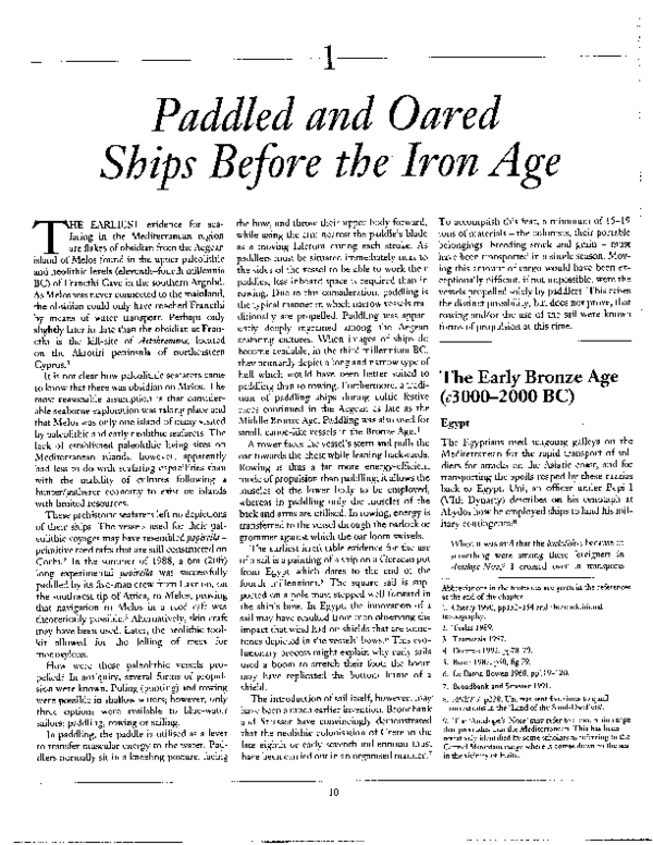 (PDF) Paddled and Oared Ships Before the Iron Age
