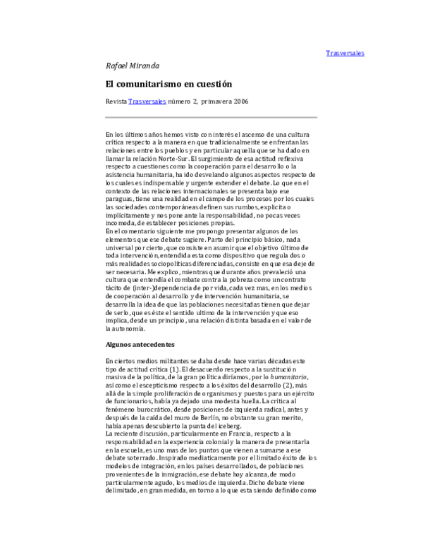 (PDF) El comunitarismo en cuestión