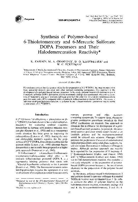 (PDF) Synthesis of polymer-bound 6-thiolatomercury and 6-mercuric ...