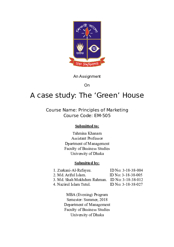 (DOC) Solution of the Case Study: The 'Green' House