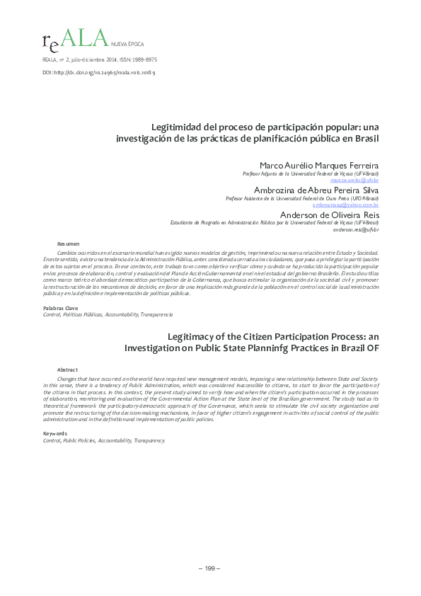 (PDF) Legitimidad del proceso de participación popular: una ...