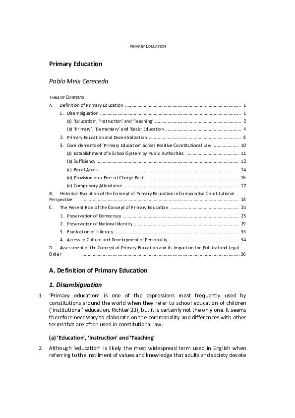 Pdf Primary Education