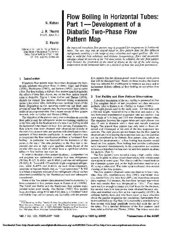 (PDF) Flow Boiling in Horizontal Tubes: Part 1—Development of a Diabatic Two-Phase Flow Pattern Map