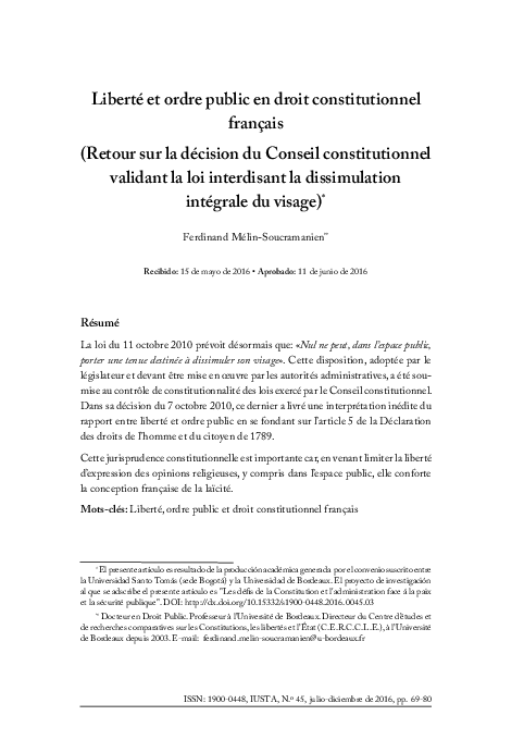 (PDF) Freedom and public order in the French constitutional law ...