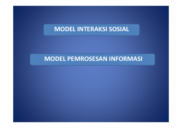 (PDF) MODEL INTERAKSI SOSIAL MODEL PEMROSESAN INFORMASI