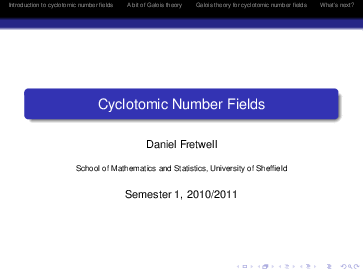 (PDF) Cyclotomic Number Fields