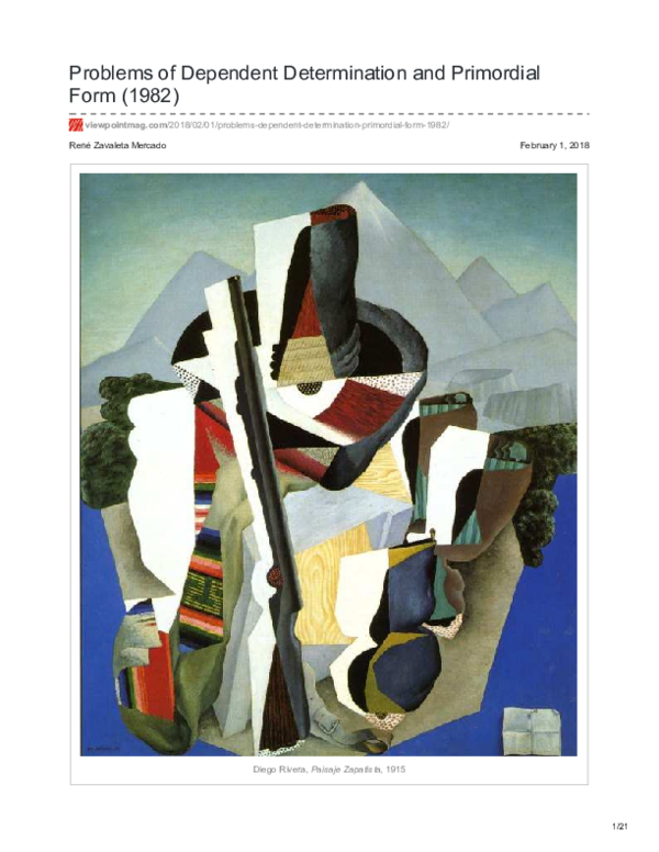 (PDF) Introduction and Translation of René Zavaleta's "Problems of ...