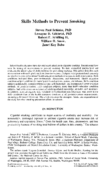 (PDF) Skills Intervention to Prevent Smoking Among Adolescents ...