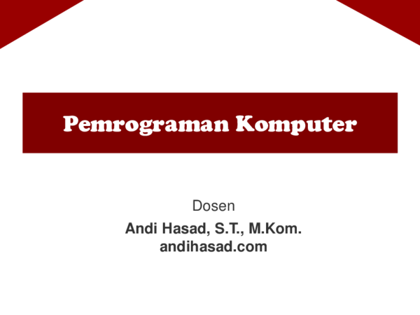 (PDF) Pemrograman Komputer