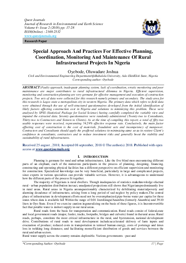 Pdf Special Approach And Practices For Effective Planning Coordination Monitoring And