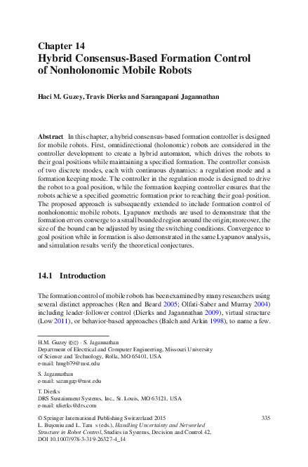 (PDF) Hybrid Consensus-Based Formation Control of Nonholonomic Mobile Robots | Hacı Mehmet Güzey ...