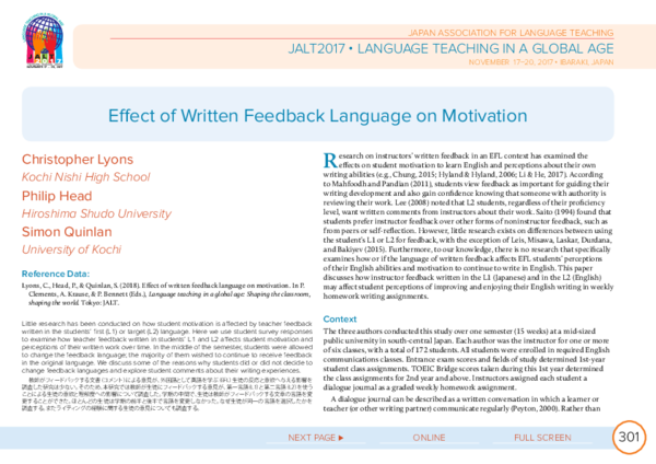 (PDF) Effect of Written Feedback Language on Motivation