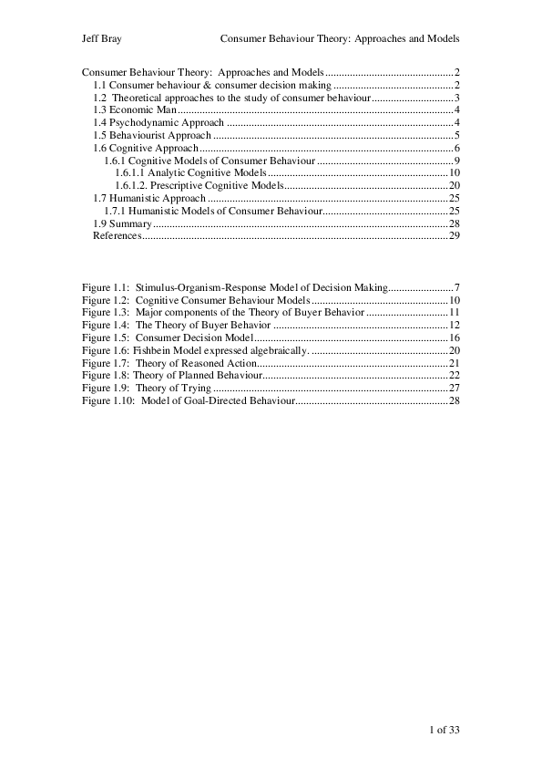 (PDF) Consumer Behaviour Theory - Approaches & Models