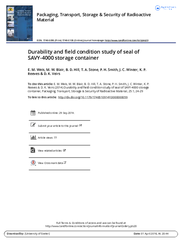 (PDF) Packaging, Transport, Storage & Security of Radioactive Material ...