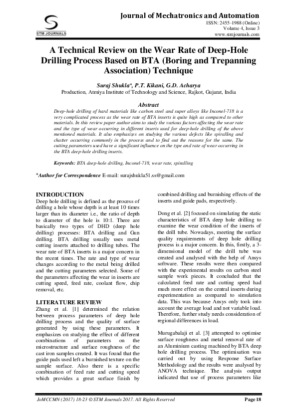 (PDF) A Technical Review on the Wear Rate of Deep-Hole Drilling Process ...