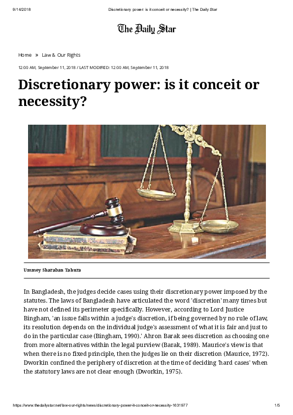 (PDF) Discretionary power is it conceit or necessity The Daily Star