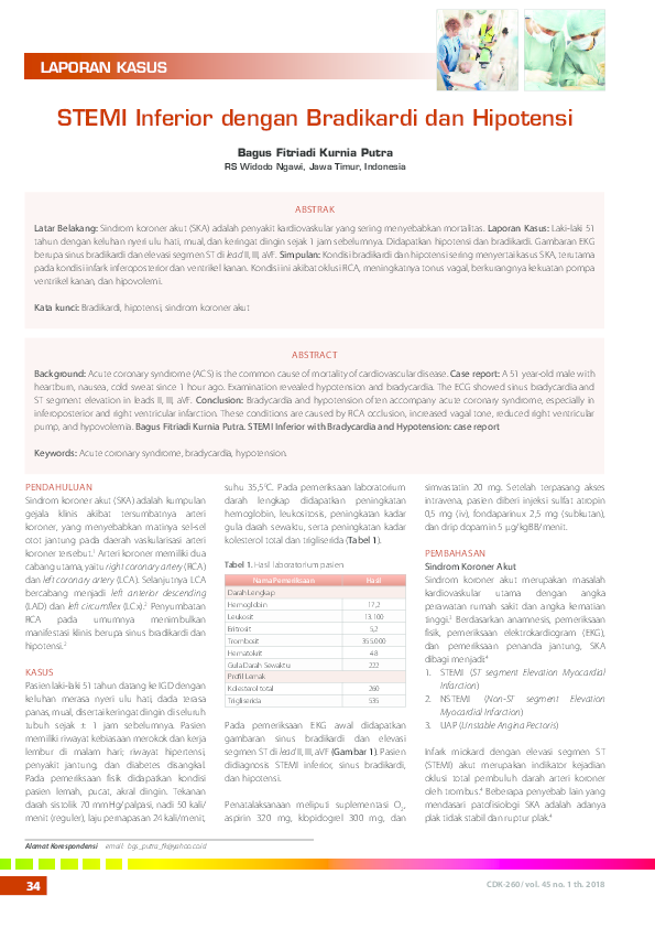 (PDF) STEMI Inferior dengan Bradikardi dan Hipotensi