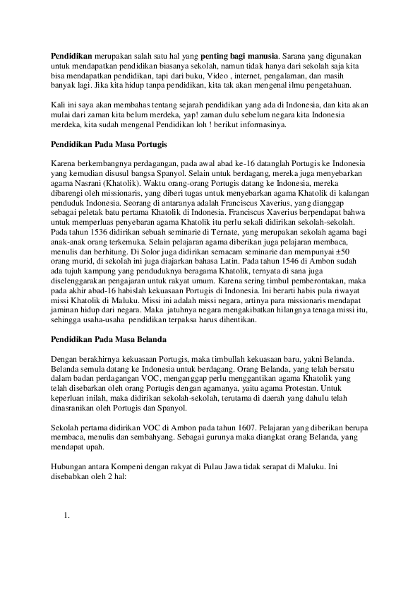 (DOC) Pendidikan merupakan salah satu hal yang penting bagi manusia