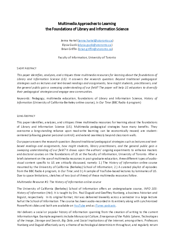 (PDF) Multimedia Approaches to Learning the Foundations of Library and ...