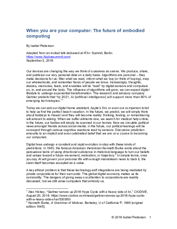 (PDF) When you are your computer: The future of embodied computing