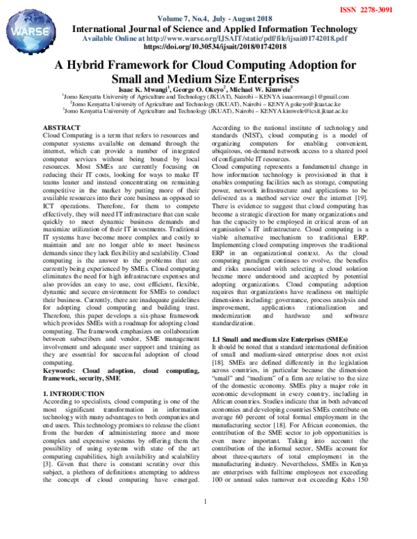 (PDF) A Hybrid Framework for Cloud Computing Adoption for Small and ...