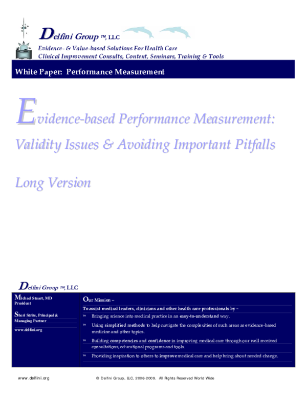 (PDF) Evidence-based Performance Measurement: Considerations and ...
