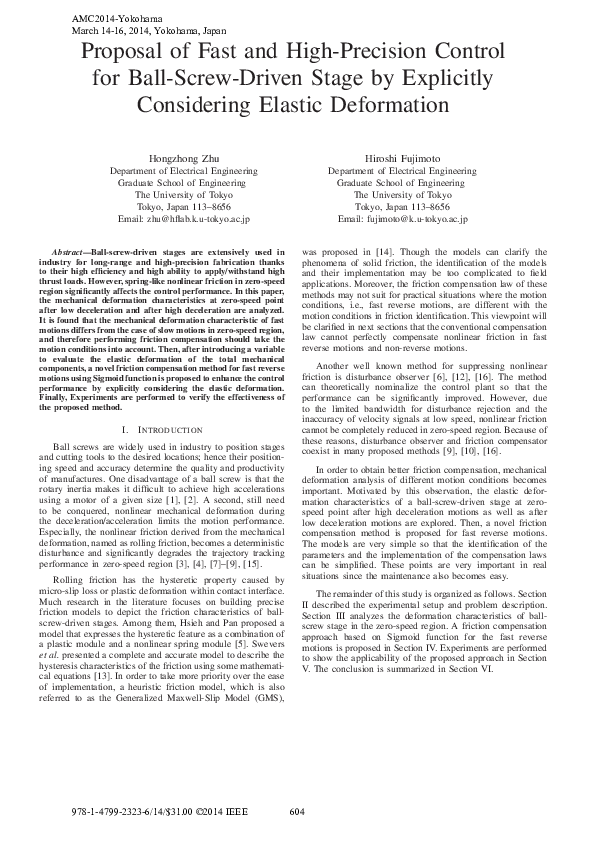 (PDF) Proposal of fast and high-precision control for ball-screw-driven ...