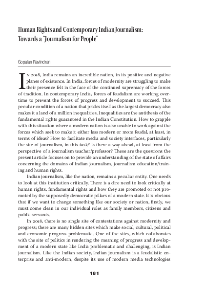(PDF) Human Rights and Contemporary Indian Journalism: Towards a ...